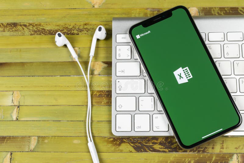 Microsoft Exel Application Icon on Apple IPhone X Screen Close-up ...