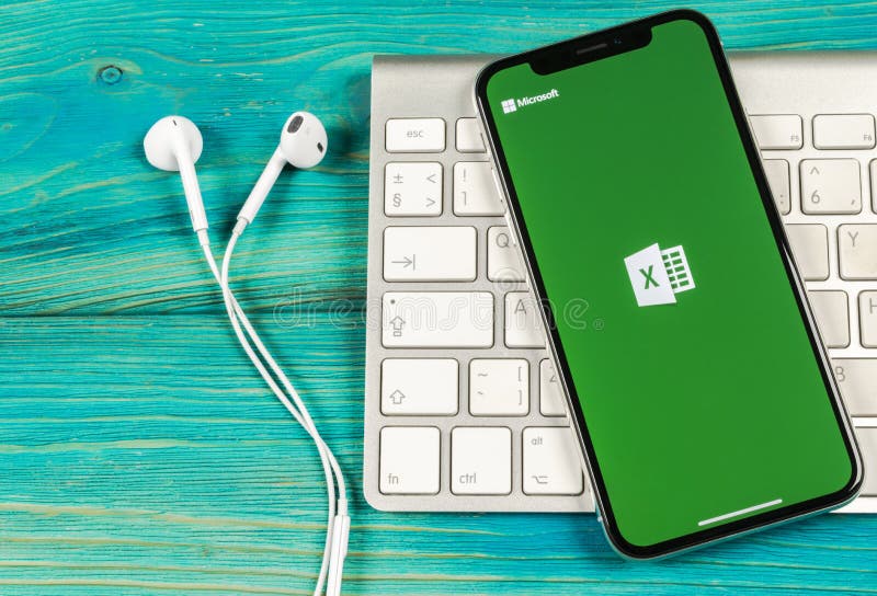Microsoft Exel Application Icon on Apple IPhone X Screen Close-up ...