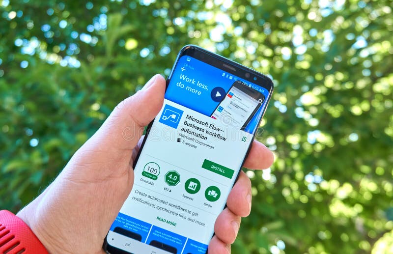 Microsoft Flow Mobile App on Samsung S8. Editorial Photography - Image ...