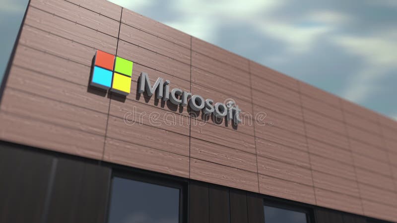 Microsoft Logo on the Building, Editorial 3d Rendering Editorial ...