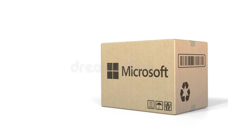 Microsoft Logo on a Carton. Editorial 3D Animation Stock Footage ...