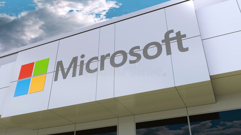 Microsoft Logo on the Modern Building Facade. Editorial 3D Rendering ...