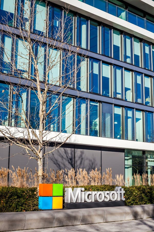 Microsoft Logo at Office Building, Munich Germany Editorial Stock Image ...