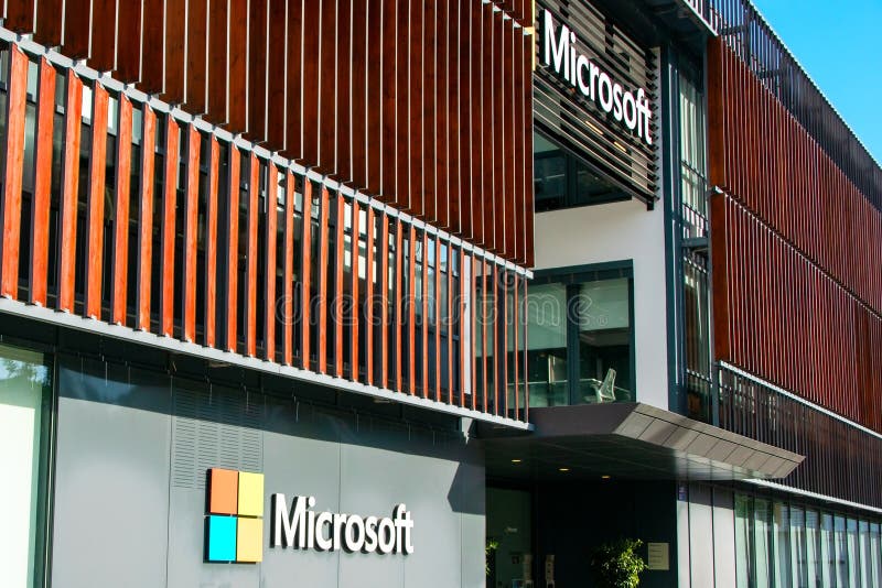Microsoft Logo and Text Sign Front of Office Building Editorial Photo ...