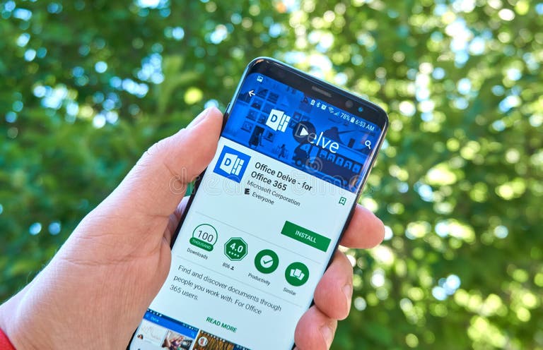 Microsoft Office Delve Mobile App on Samsung S8. Editorial Stock Image ...
