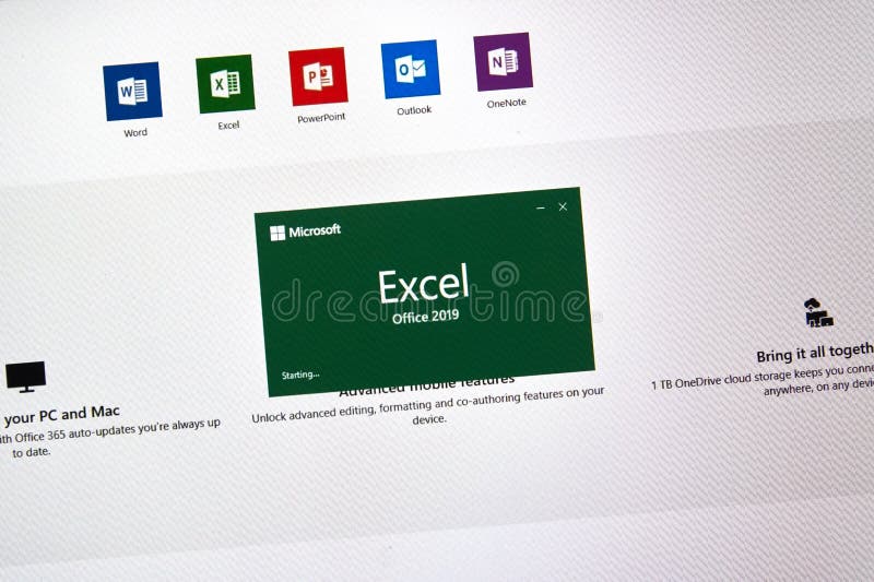 MIcrosoft Office Excel editorial photo. Image of computer - 136328911