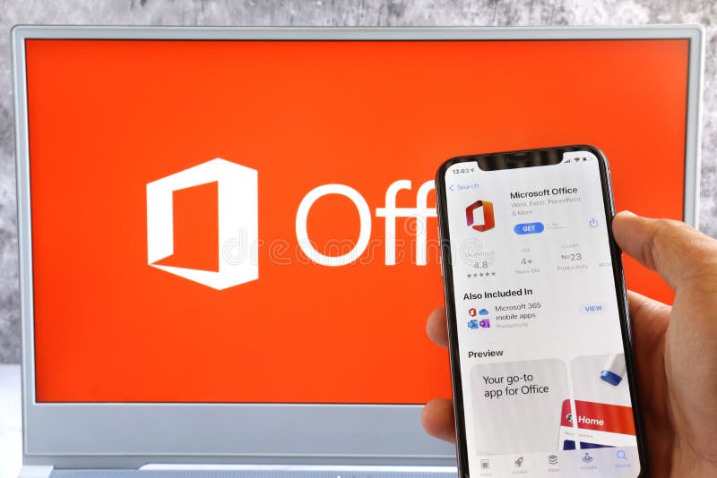 Microsoft Office Logo on Computer Screen and Microsoft Office Logo is ...