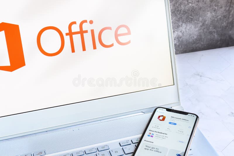 Microsoft Office Logo on Computer Screen and Microsoft Office Logo is ...