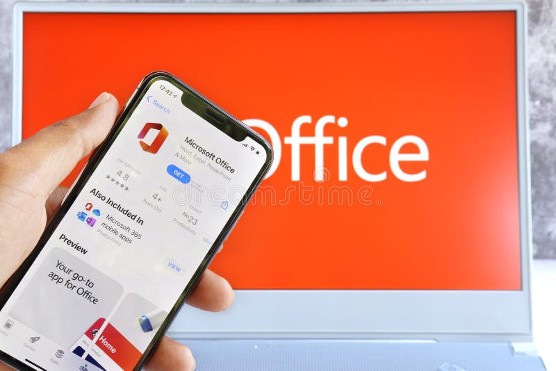 Microsoft Office Logo on Computer Screen and Microsoft Office Logo is ...