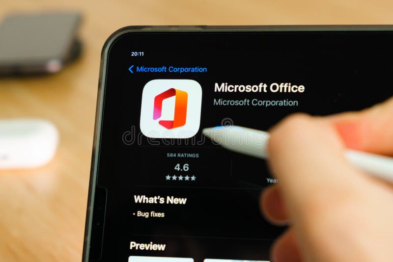 Microsoft Office Logo Shown by Apple Pencil on the IPad Pro Tablet ...