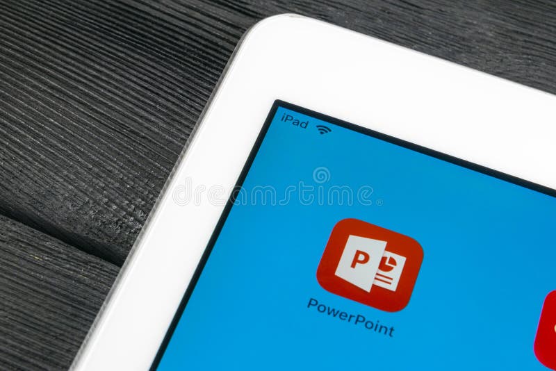 Microsoft Office Powerpoint Application Icon on Apple IPad Pro Screen ...