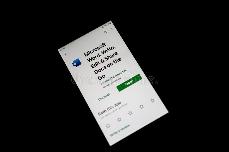 Microsoft Office Word Application in Play Store on Smartphone Screen ...