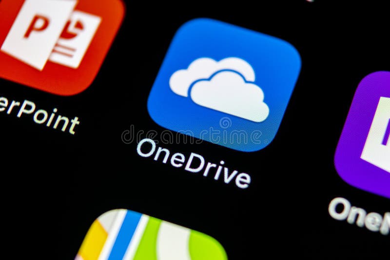 Microsoft OneDrive Application Icon On Apple IPad Pro Screen Close-up ...