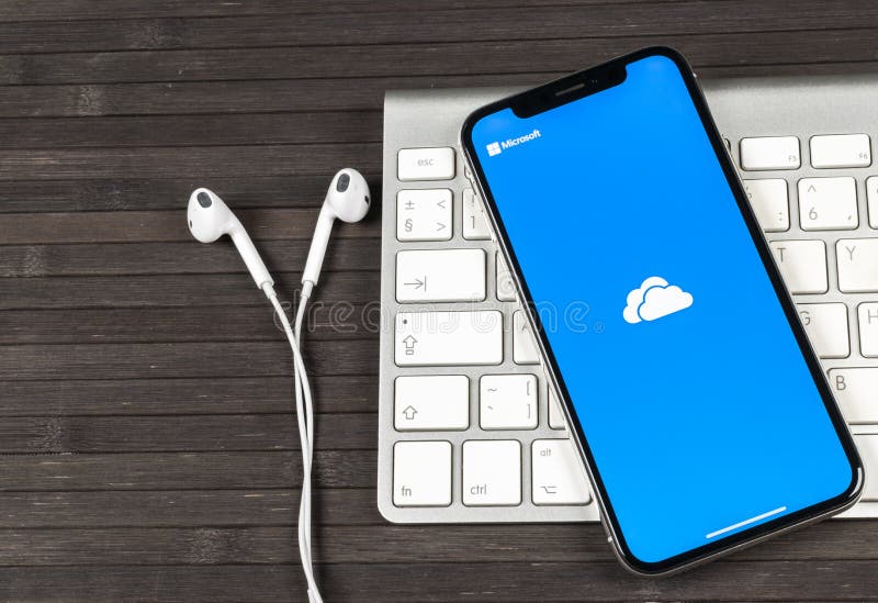 Microsoft OneDrive Application Icon on Apple IPhone X Screen Close-up ...