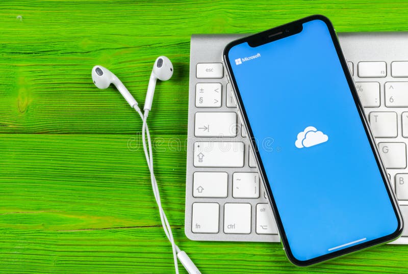 Microsoft OneDrive Application Icon on Apple IPhone X Screen Close-up ...