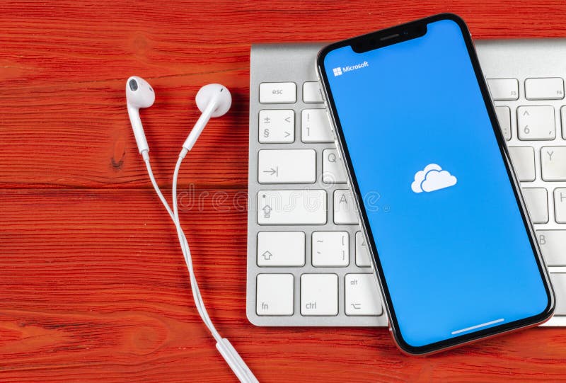 Microsoft OneDrive Application Icon on Apple IPhone X Screen Close-up ...