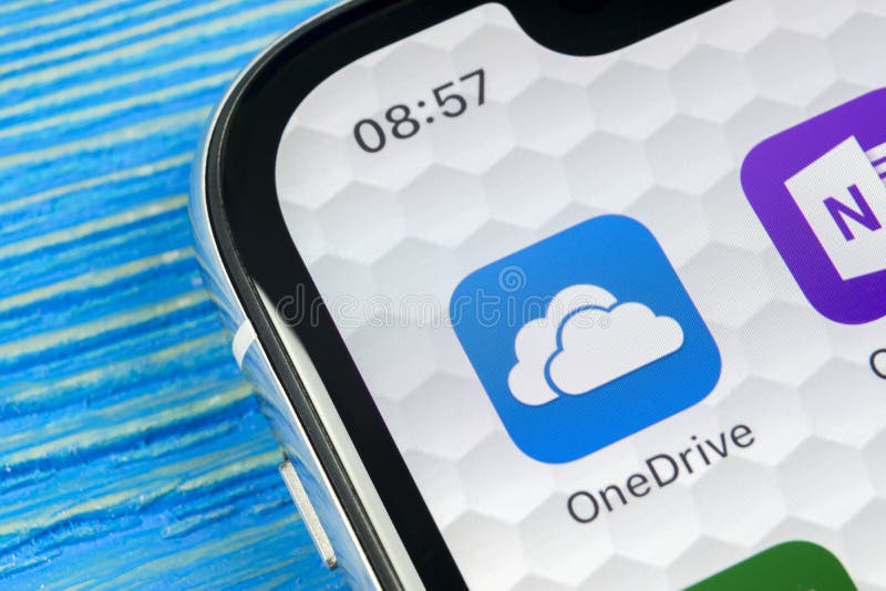 Microsoft OneDrive Application Icon on Apple IPhone X Screen Close-up ...