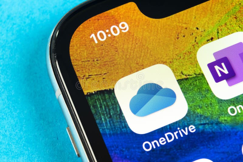 Microsoft OneDrive Application Icon on Apple IPhone X Screen Close-up ...