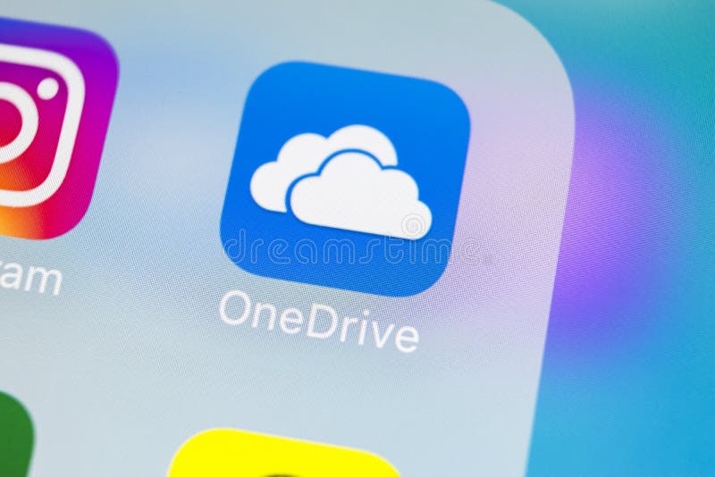 Microsoft OneDrive Application Icon on Apple IPhone X Screen Close-up ...