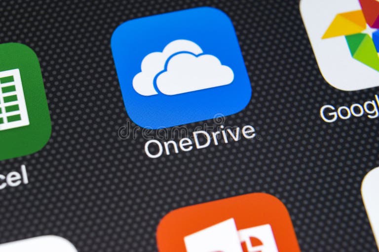 Microsoft OneDrive Application Icon on Apple IPhone X Screen Close-up ...
