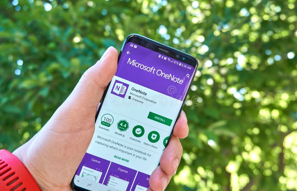 Microsoft OneNote Mobile App on Samsung S8. Editorial Stock Image ...