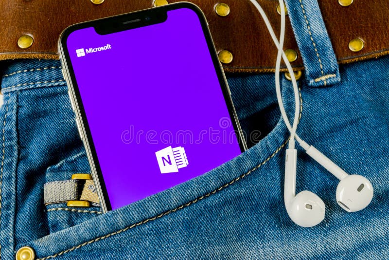 Microsoft OneNote Office Application Icon on Apple IPhone X Screen in ...