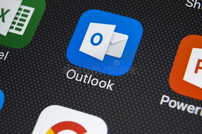 Microsoft Outlook Application Icon on Apple IPhone X Screen Close-up ...
