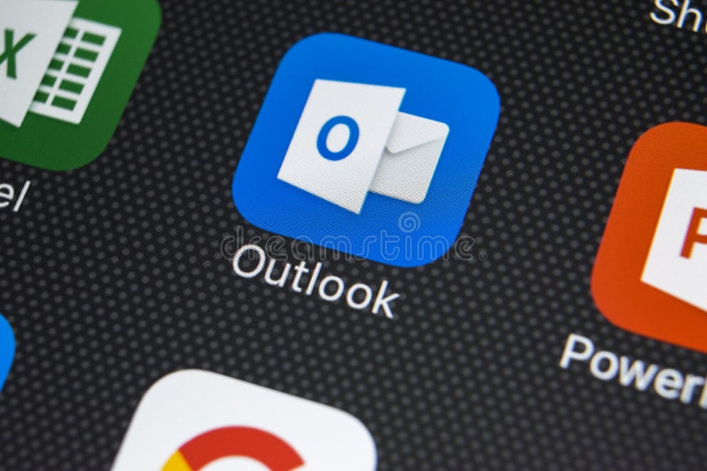 Microsoft Outlook Application Icon on Apple IPhone X Screen Close-up ...