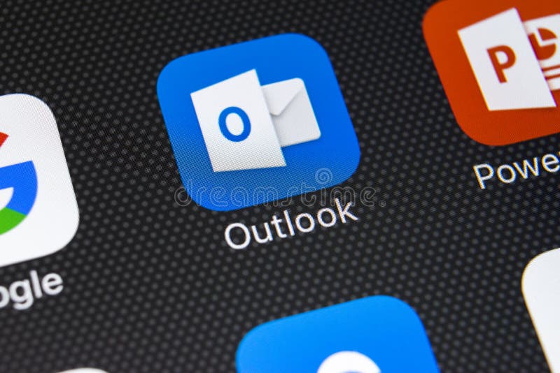 Microsoft Outlook Application Icon on Apple IPhone X Screen Close-up ...