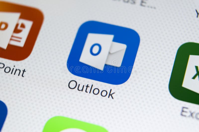 Microsoft Outlook Application Icon on Apple IPhone X Screen Close-up ...