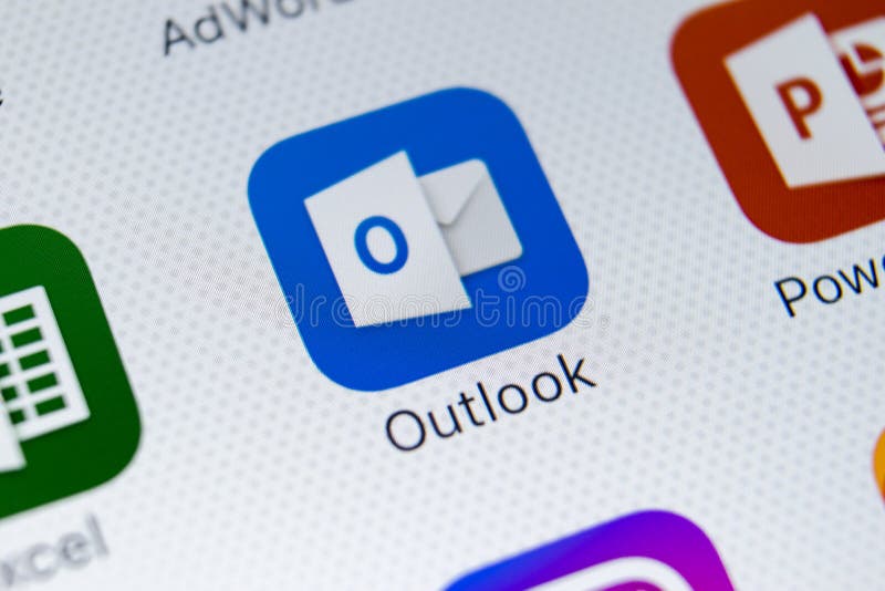 Microsoft Outlook Application Icon on Apple IPhone X Screen Close-up ...