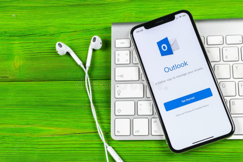 Microsoft Outlook Office Application Icon on Apple IPhone X Screen ...