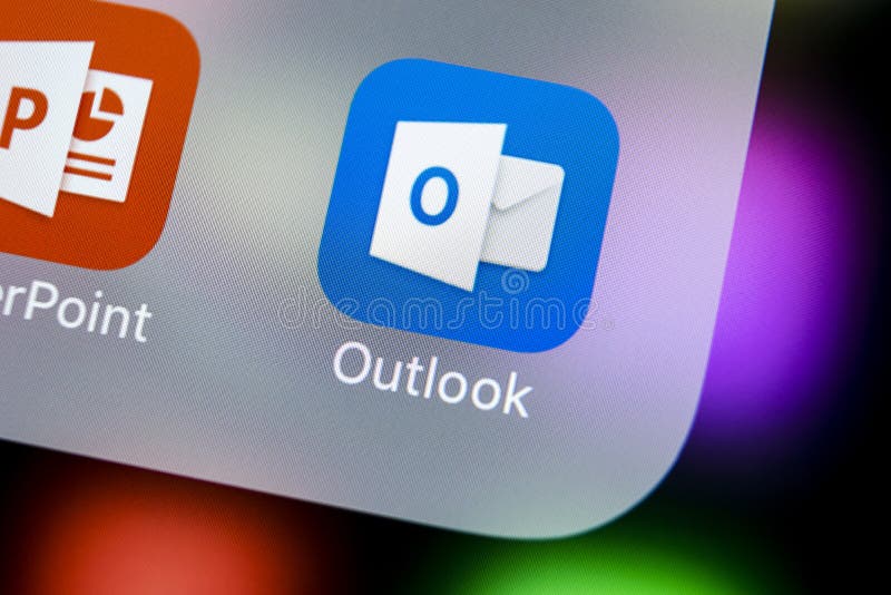 Microsoft Outlook Office Application Icon on Apple IPhone X Screen ...