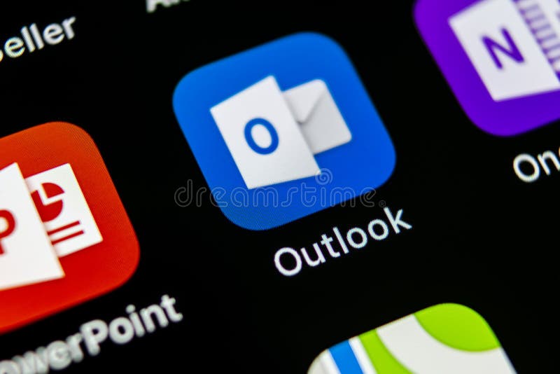 Microsoft Outlook Office Application Icon on Apple IPhone X Screen ...
