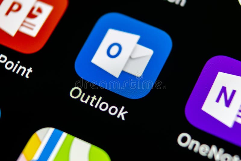 Microsoft Outlook Office Application Icon on Apple IPhone X Screen ...