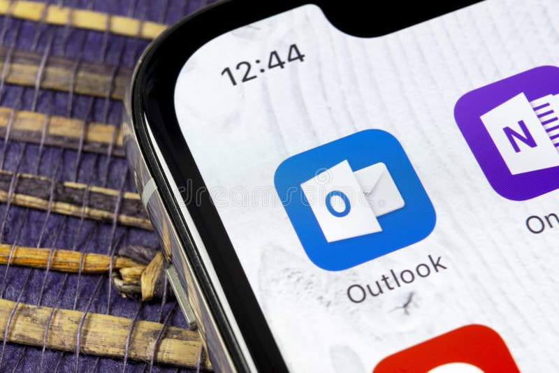 Microsoft Outlook Office Application Icon on Apple IPhone X Screen ...