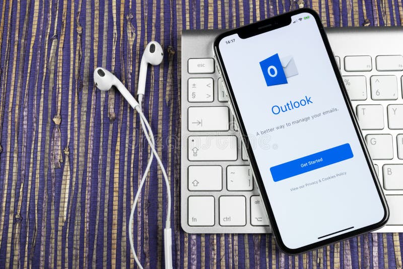 Microsoft Outlook Office Application Icon on Apple IPhone X Screen ...