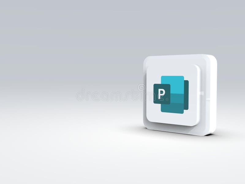 Microsoft Publisher App 3d Render, White Background Isolated Button ...