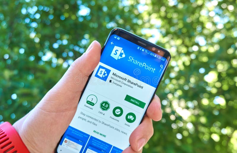 Microsoft SharePoint Mobile App on Samsung S8. Editorial Image - Image ...