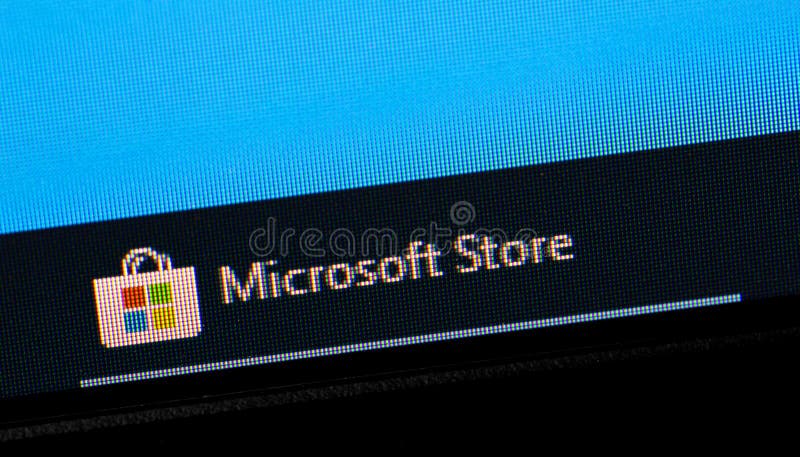 Microsoft Store Logo on the Screen Notebook Closeup. Editorial Stock ...