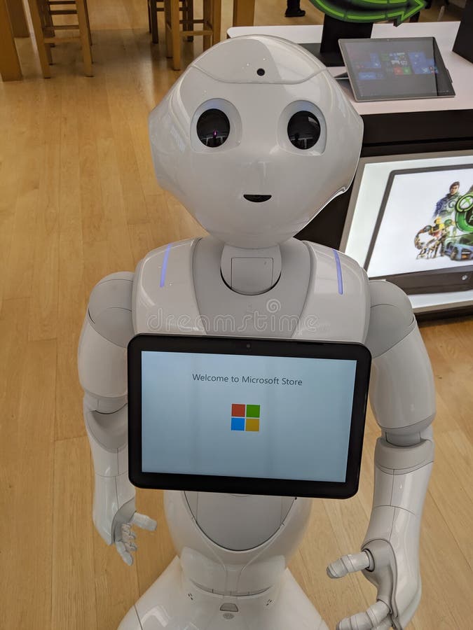 Microsoft Store White Robot Editorial Stock Image - Image of expensive ...