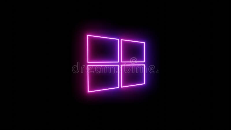 Microsoft Windows 10 8 Logo Dark Night Glowing Logo in Neon Light Neon ...