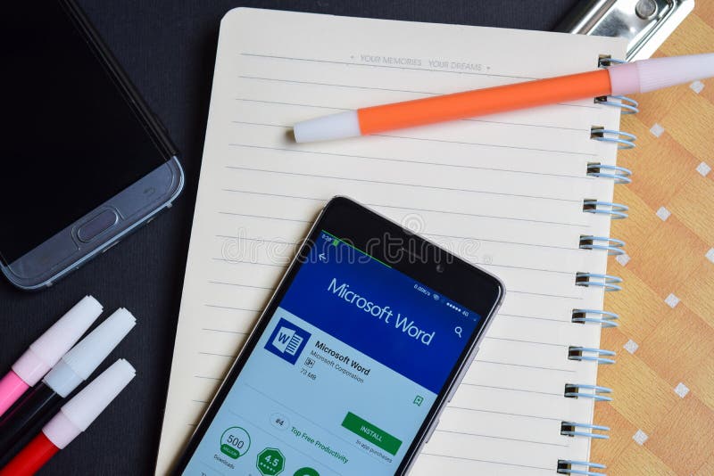 Microsoft Word App on Smartphone Screen. Microsoft Word is a Freeware ...