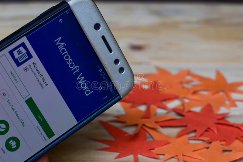 Microsoft Word App on Smartphone Screen. Microsoft Word is a Freeware ...