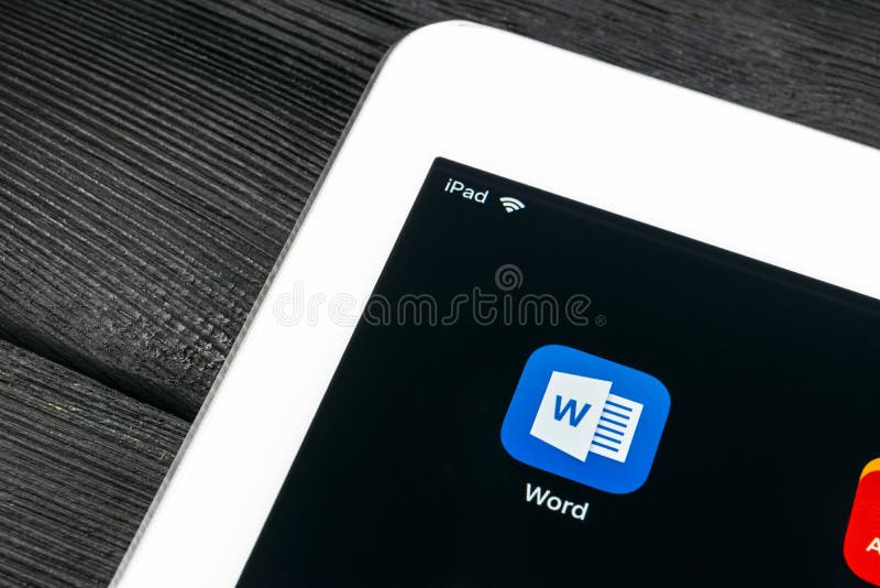 Microsoft Word Application Icon on Apple IPad Pro Screen Close-up ...