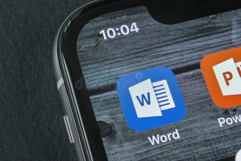 Microsoft Word Application Icon on Apple IPhone X Screen Close-up ...