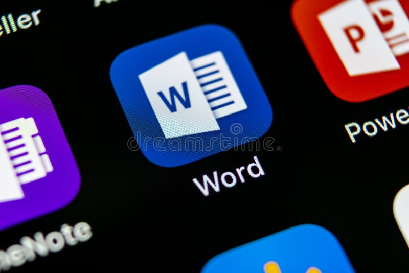 Microsoft Word Application Icon on Apple IPhone X Screen Close-up ...