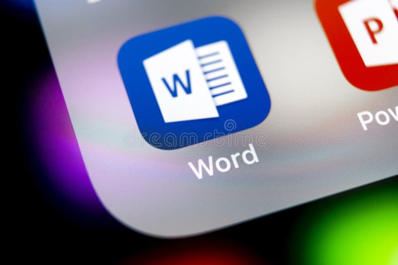 Microsoft Word Application Icon on Apple IPhone X Screen Close-up ...