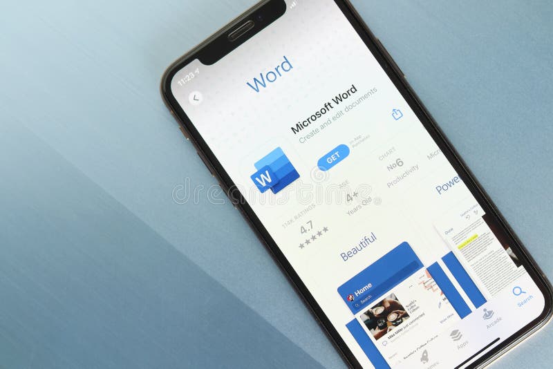 Microsoft Word Application on Mobile Phone Screen. Editorial Image ...
