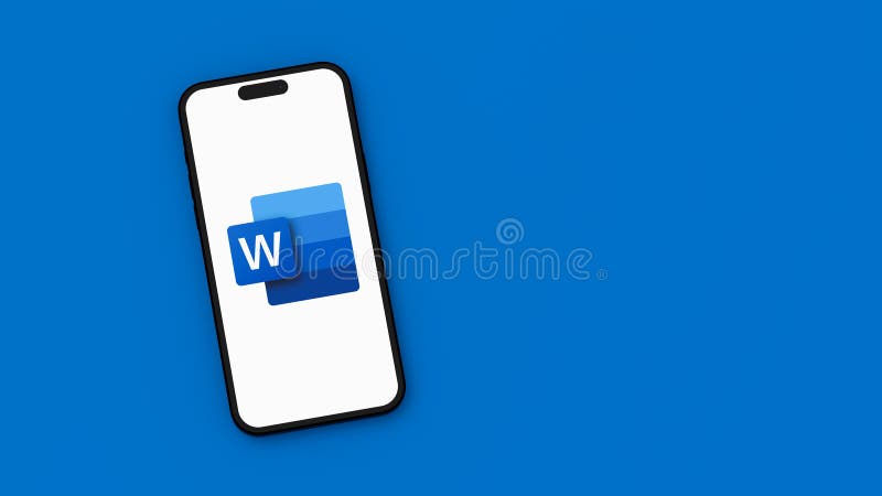 Microsoft Word Logo on Mobile Phone Screen on Blue Editorial Image ...